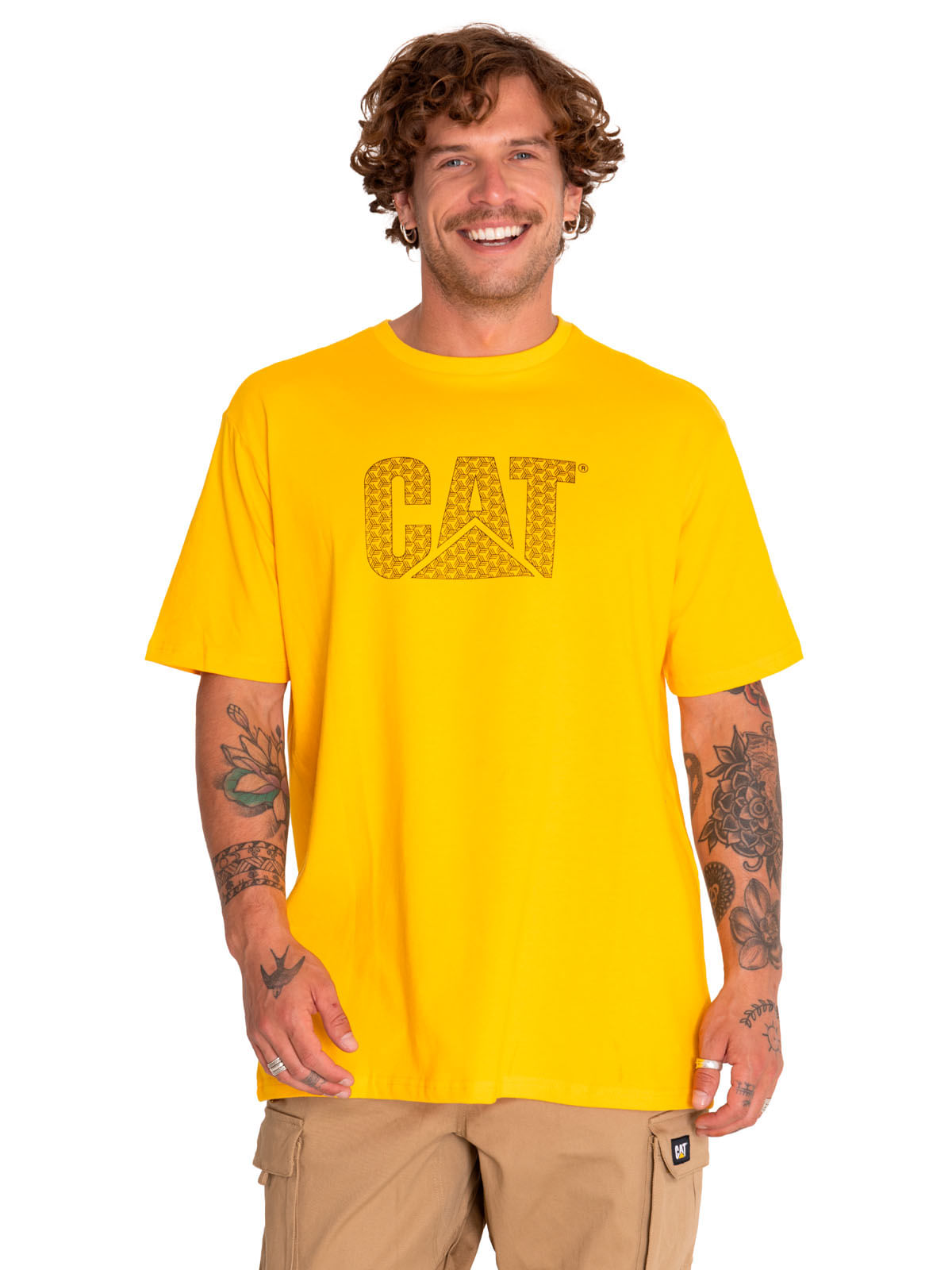 Polera Manga Corta Casual Unisex Original Fit Logo Tee Amarillo Cat-Cat ...