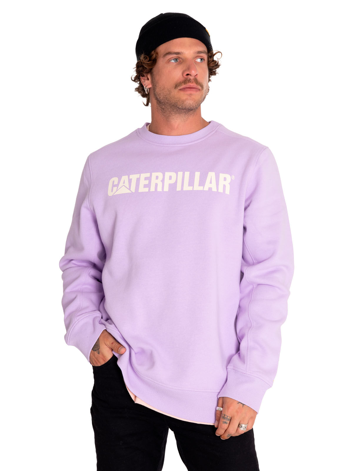 Poleron Casual Mujer Caterpillar Logo Crewneck Sweatshirt Morado Cat ...