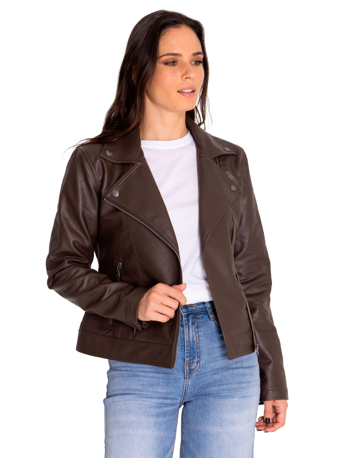 Chaqueta Cuero Mujer W Foundation Faux Leather Jacket Café Cat-Cat ...