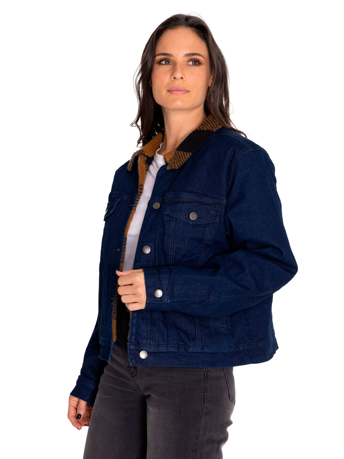 Chaqueta Denim Mujer Denim Plaid-Lined Jacket Azul Cat-Cat Chile ...